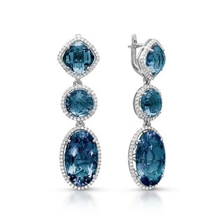 Золотые серьги с топазами и бриллиантами БРИЛЛИАНТЫ ЯКУТИИ 02-1179/5 ...