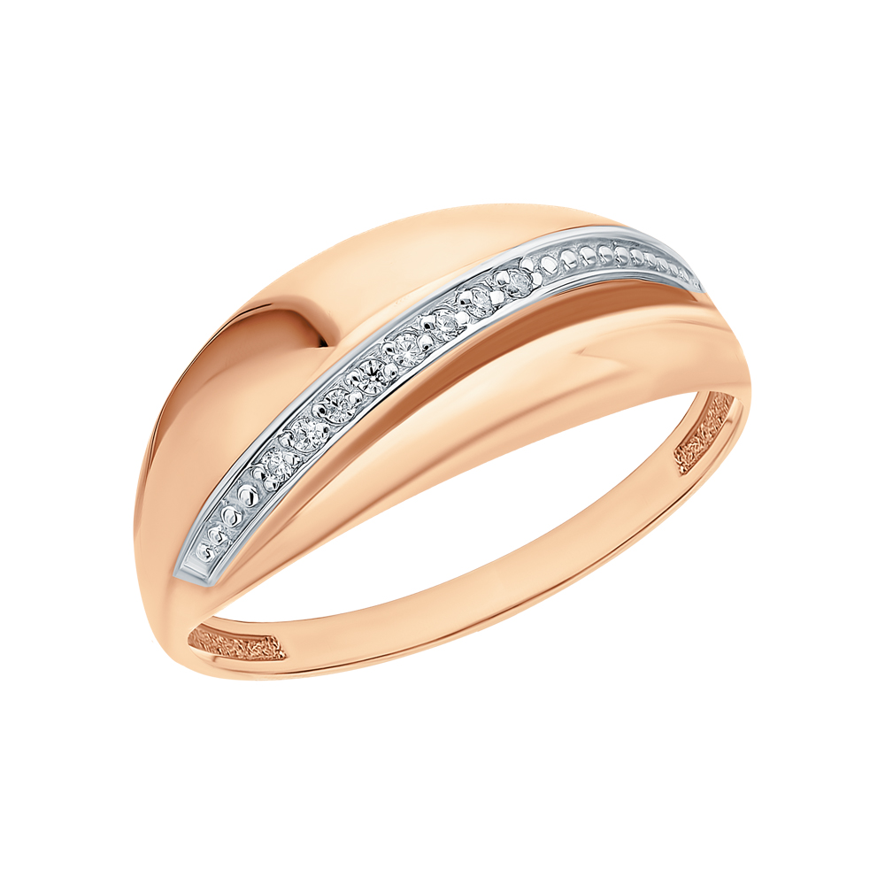 Золотое кольцо с фианитами МОСКОВСКИЙ ЦЕПЕВЯЗАЛЬНЫЙ ЗАВОД 1-1047 ...