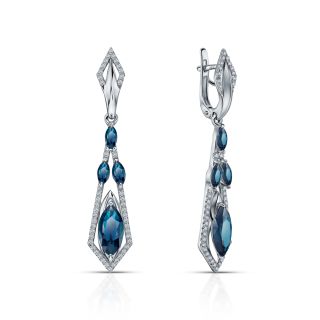 Золотые серьги с бриллиантами природными и топазами природными АКАДЕМИЯ ...