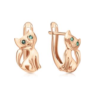 Золотые серьги с изумрудами выращенными АКАДЕМИЯ БРИЛЛИАНТОВ 74286-C5R ...