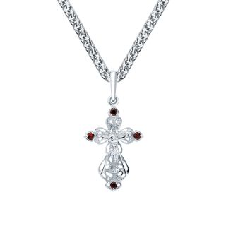 Серебряный крест-подвеска с гранатом SUNLIGHT 09770119: белое серебро ...